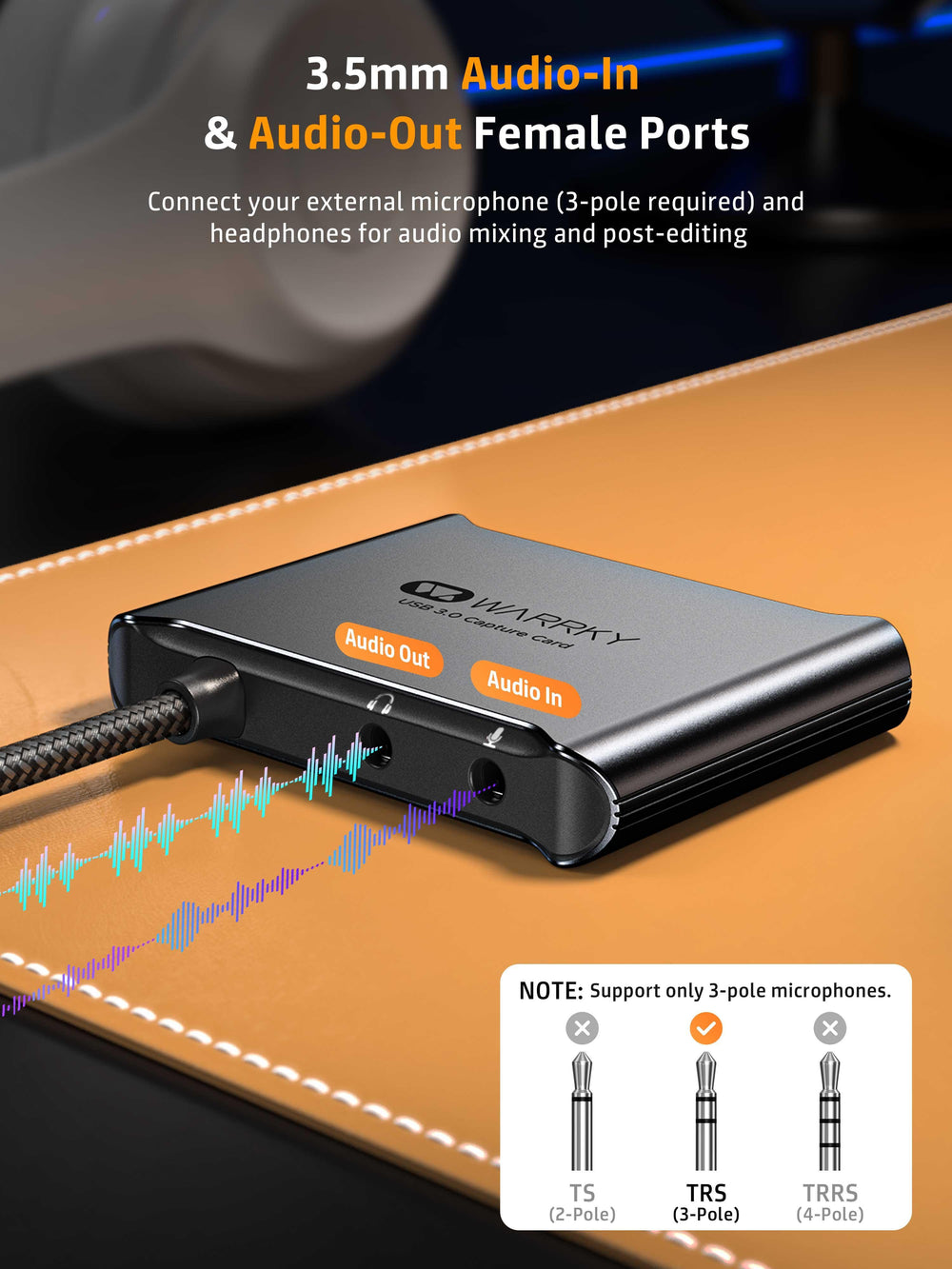 1080P 60Hz USB A/C Video Capture Card with 4K 30Hz Loop-out 2.6ft Spac