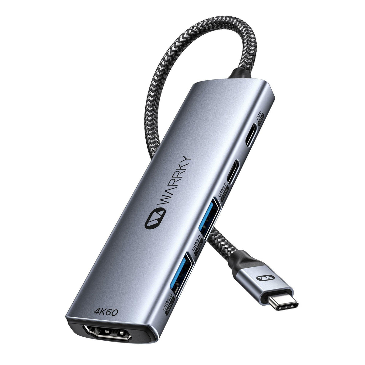 USB C 5-IN-1 Multiport Hub 0.5ft Silver Gray