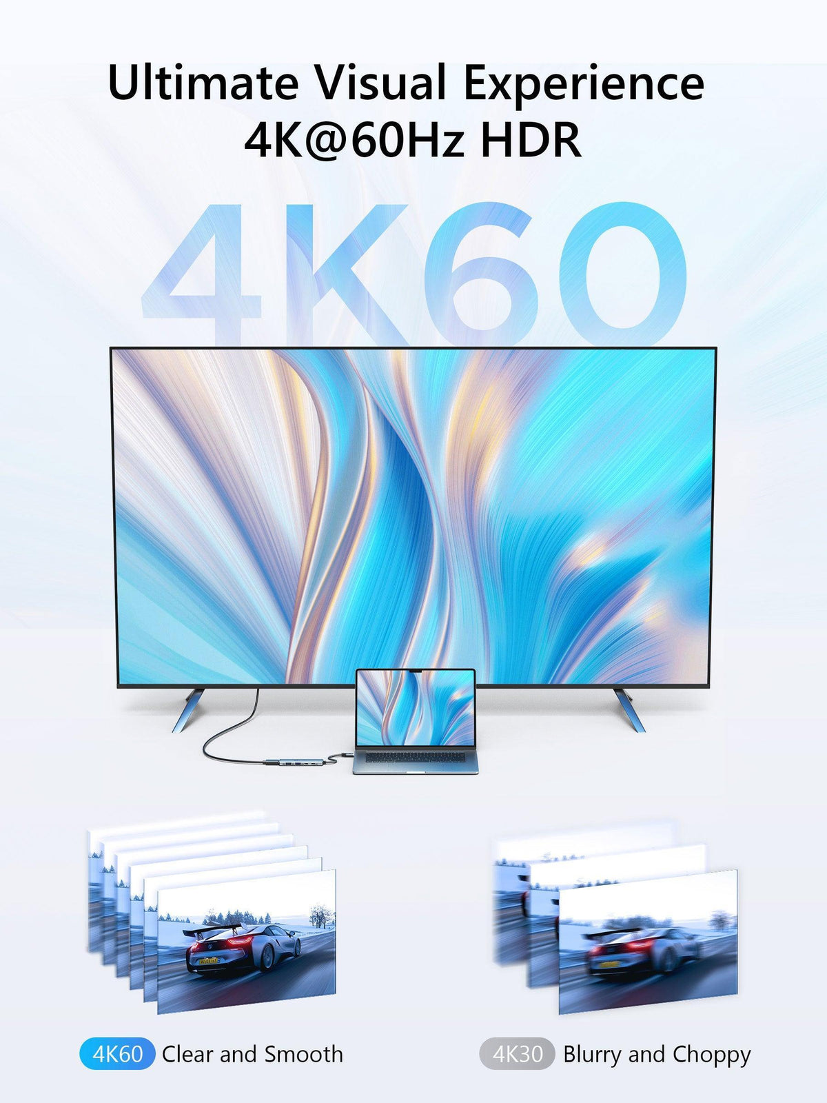 USB C 5-IN-1 Multiport Hub 0.5ft Silver Gray