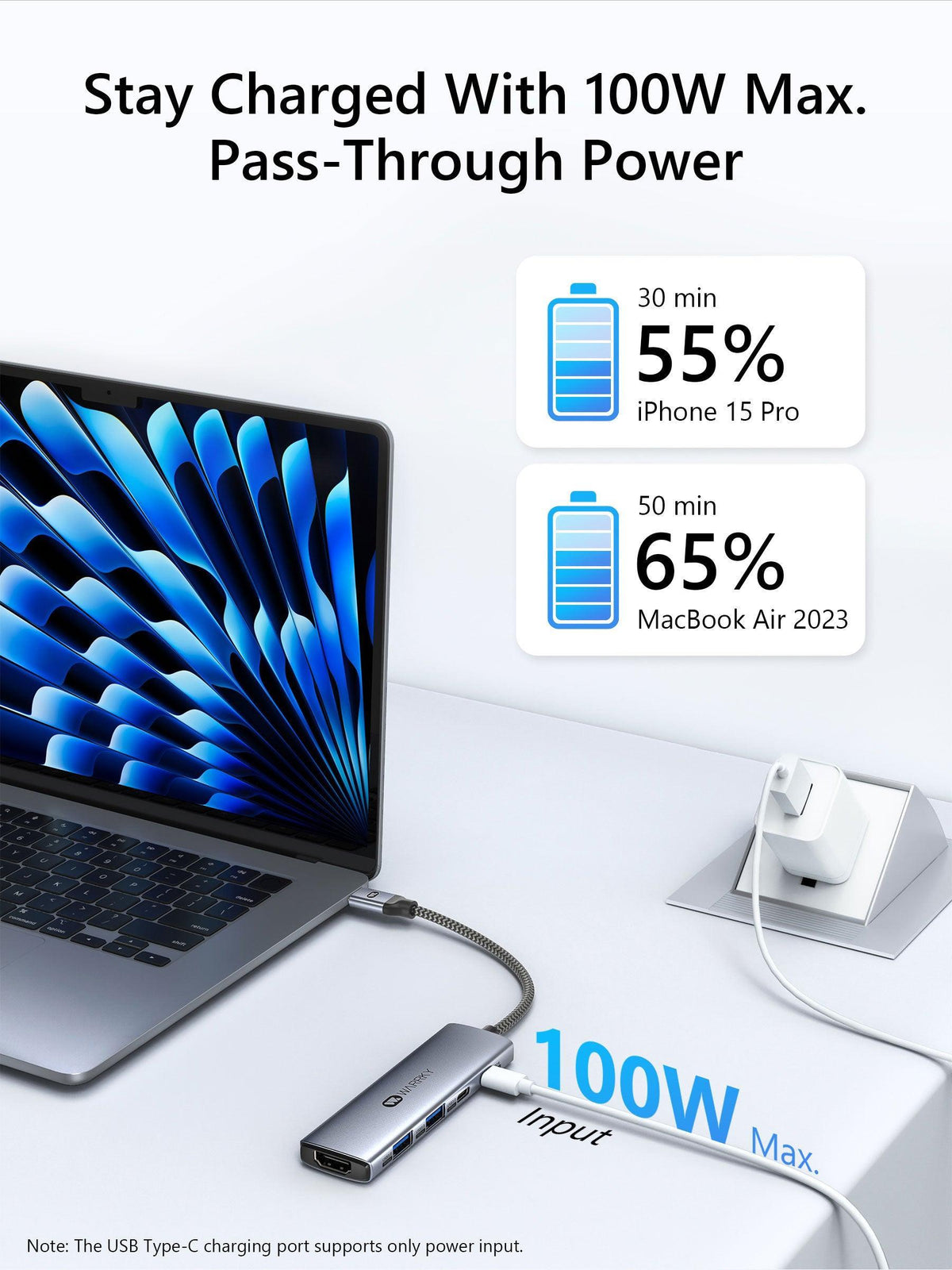 USB C 5-IN-1 Multiport Hub 0.5ft Silver Gray