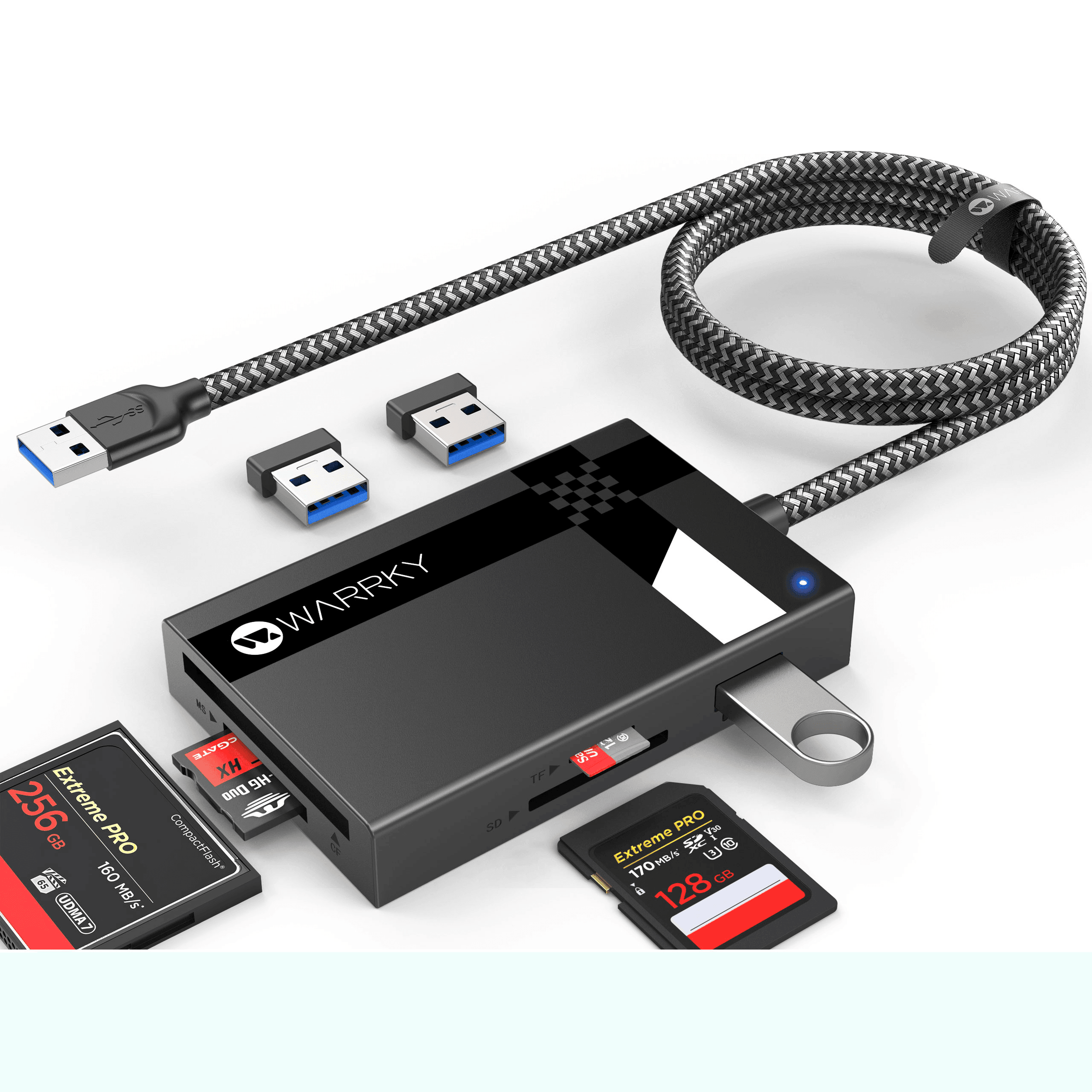 USB A | USB A/C Card Reader 7 in 1 2.5ft Dark Gray